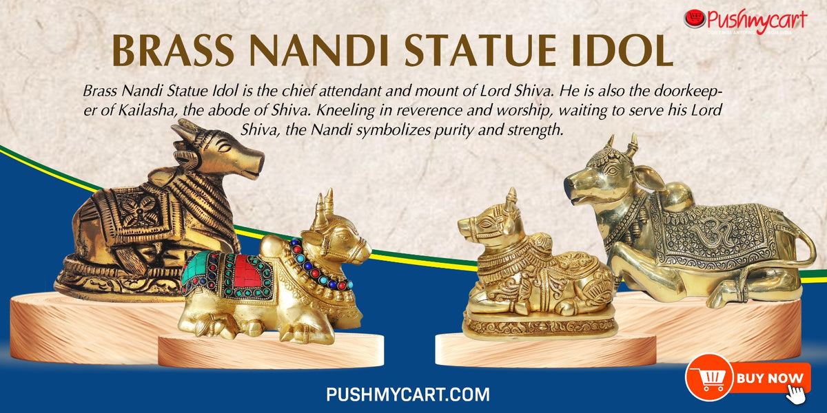 Brass Nandi Statue Idol for Abundance and Good Luck – PUSHMYCART