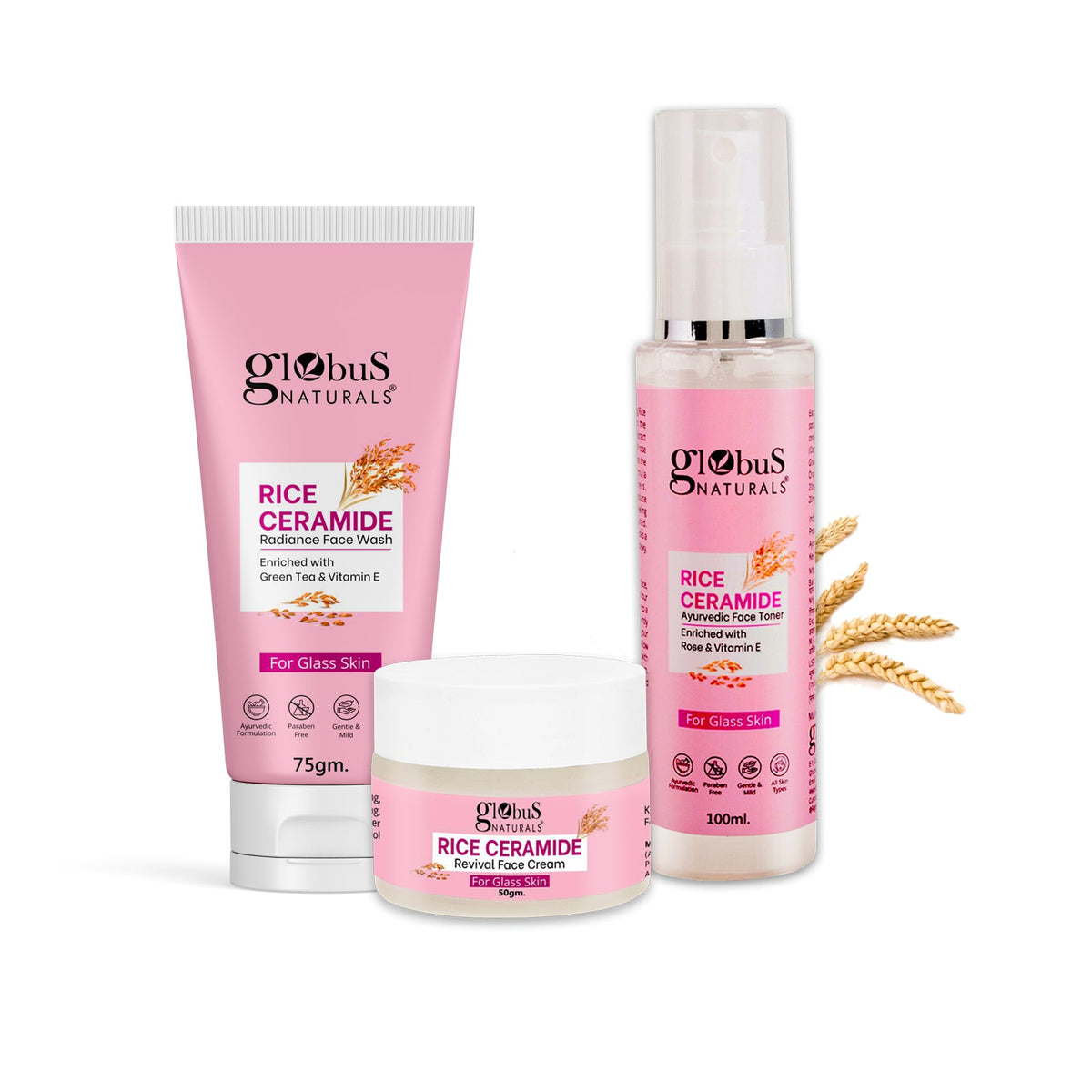 Globus Naturals Rice Radiance Combo For Korean Glass Skin Set of 3 ...