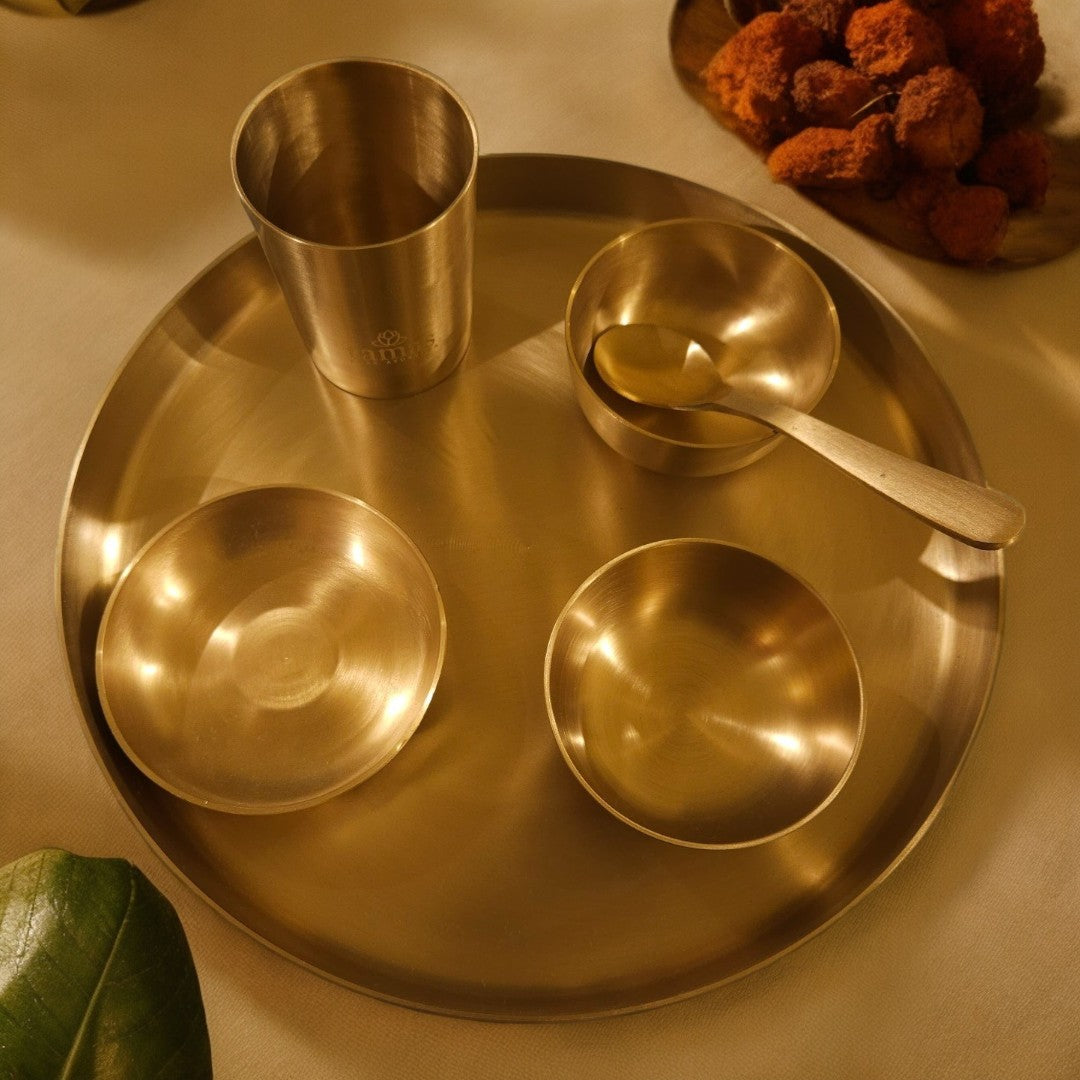 Tamas Bronze Shahi Dinner Set Gift Box (2 Sets) (Golden) (12 Inches ...