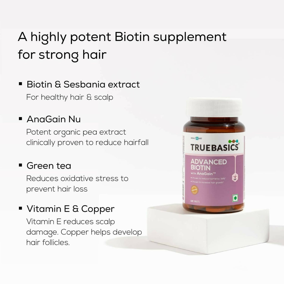 TrueBasics Advanced Biotin with AnaGain Tablets – PUSHMYCART