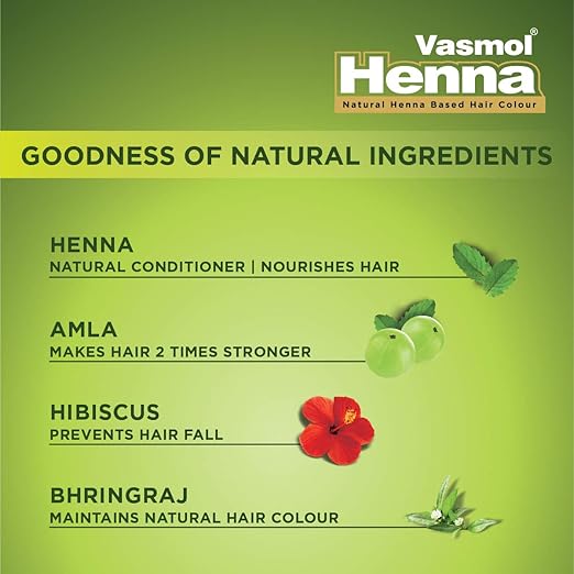 Vasmol Natural Henna Based Hair Colour, 10 gm – PUSHMYCART