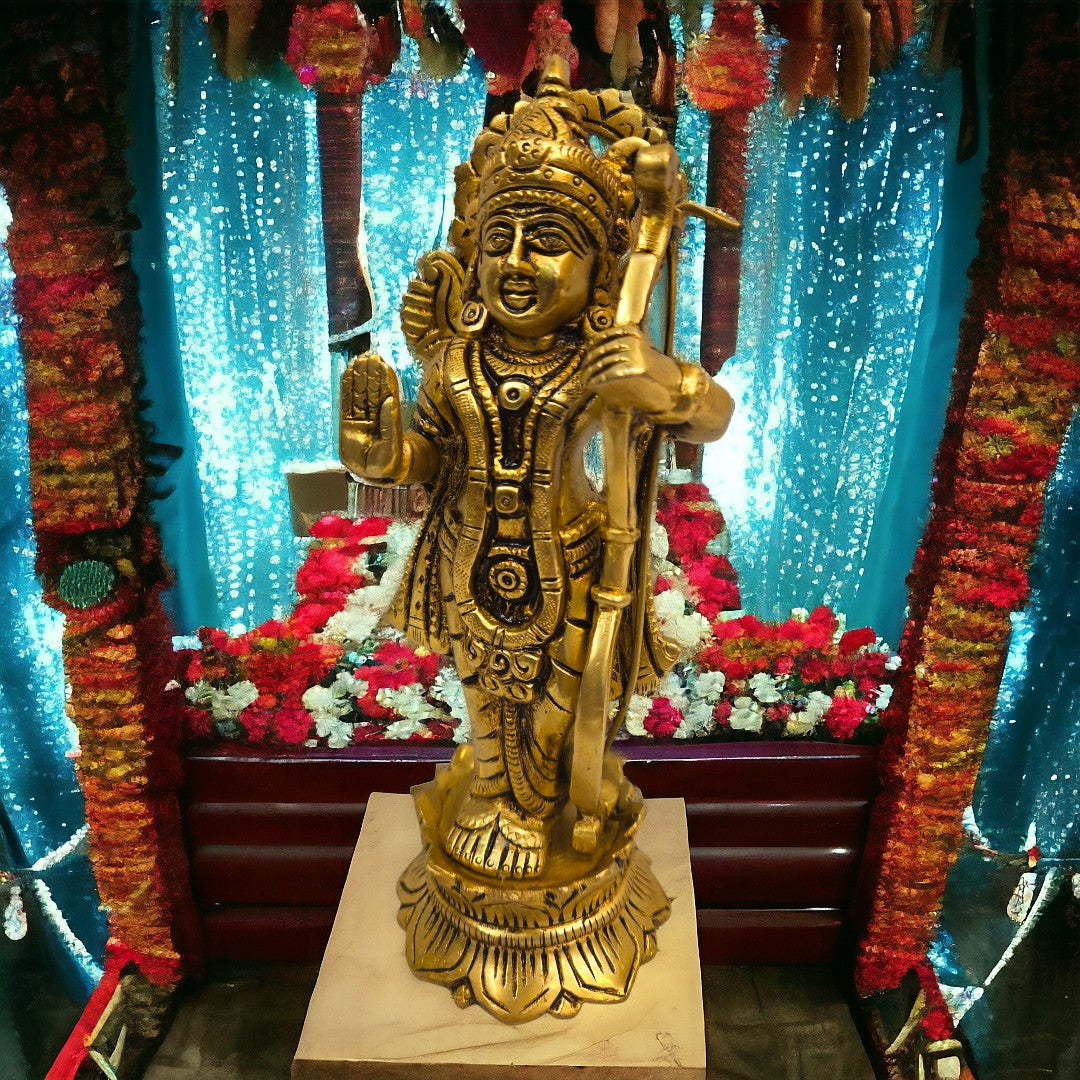 Brass lord rama with arrow and bow Statue/Idol (8 Inch) (Golden)|Free ...