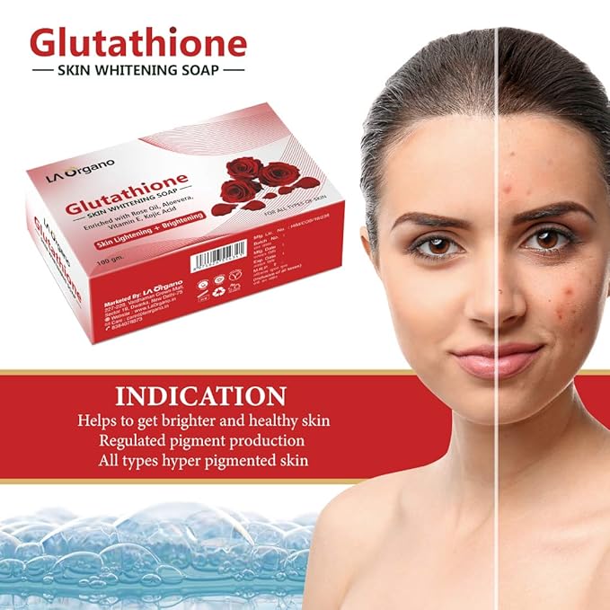 LA Organo Glutathione Rose Skin Lightening And Brightening Soap ...