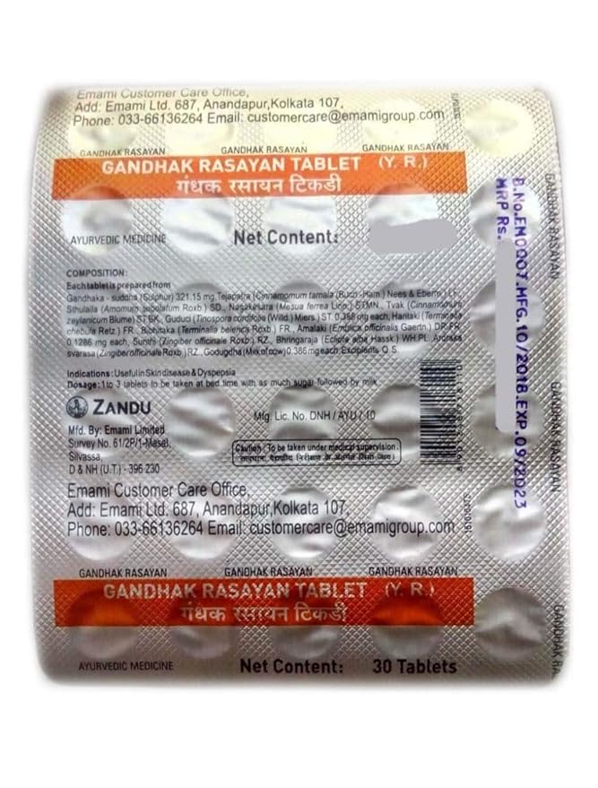 Zandu Gandhak Rasayan Tablets – PUSHMYCART
