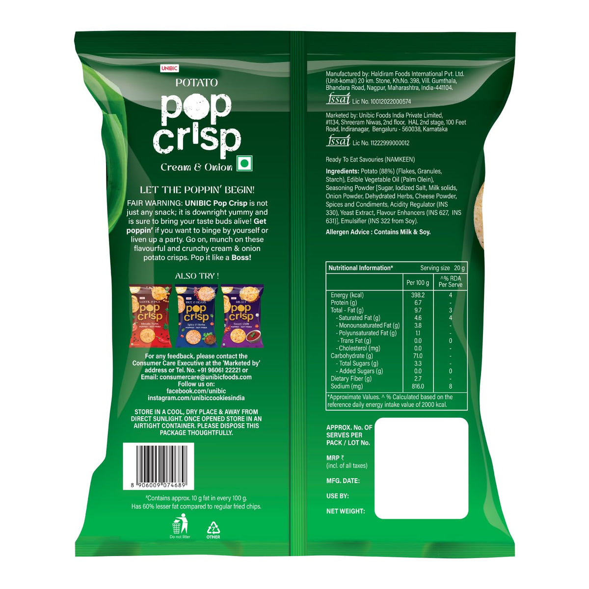UNIBIC Pop Crisp , Potato Chips – PUSHMYCART
