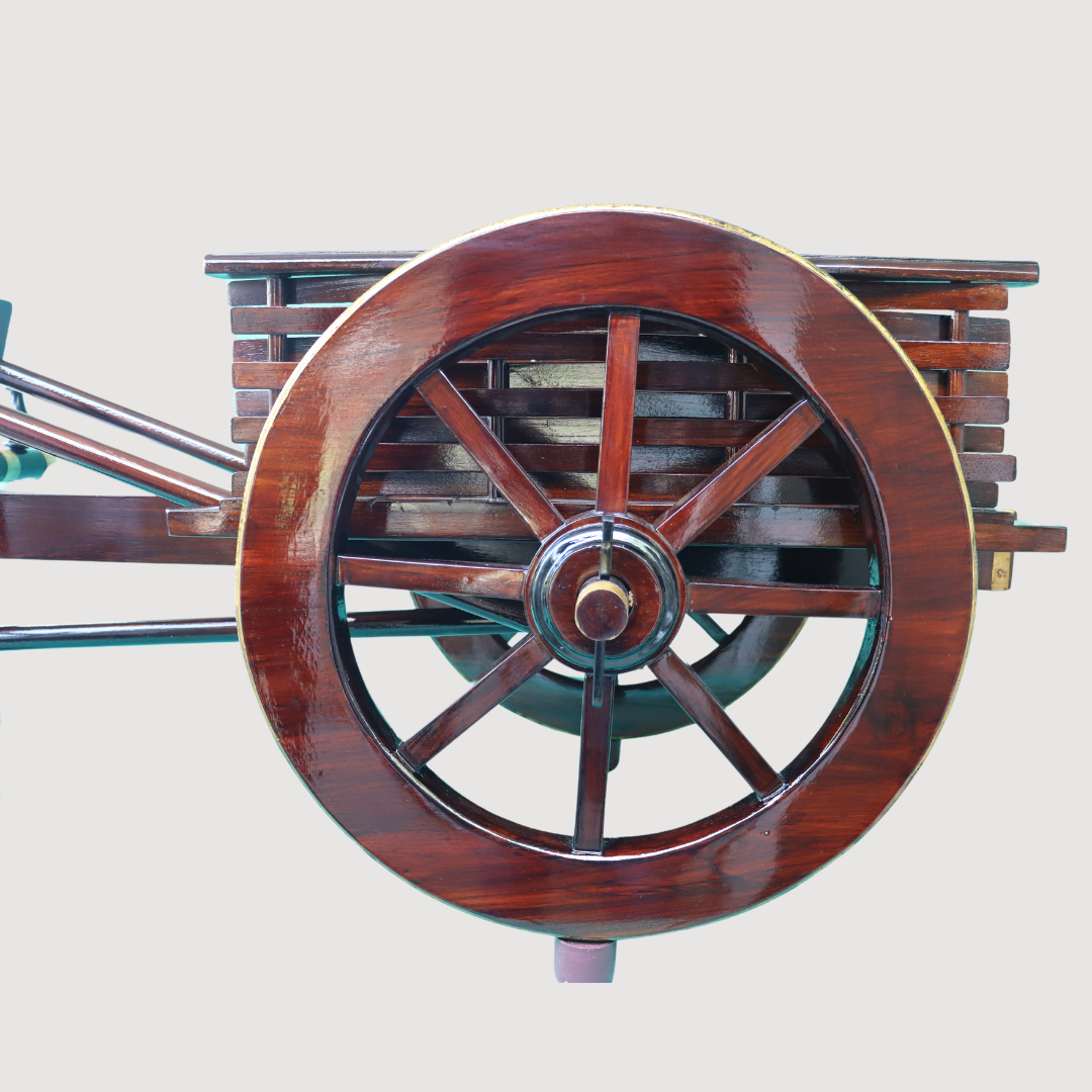 Handcrafted Teak Wood Bullock Cart Teapoy Set with Steel Bulls - Dark ...