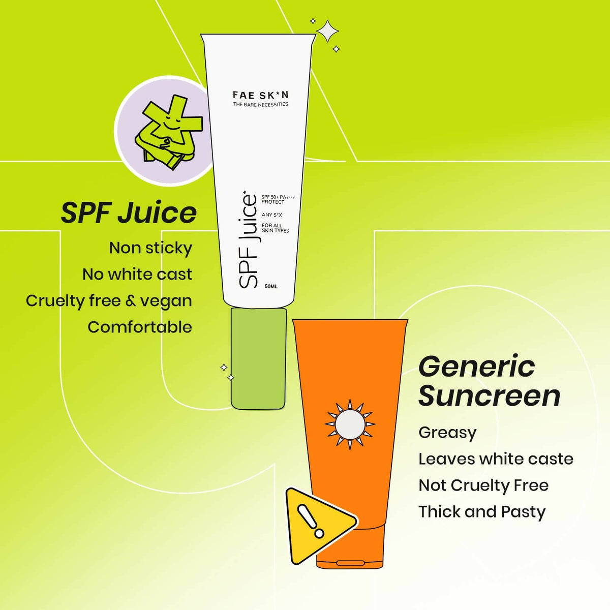 FAE Beauty SPF Juice Ultra Light Suncreen with SPF 50+ PA++++ 50 gm ...