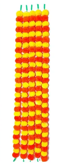 Artificial Yellow Orange Genda Phool Mala - Plain – PUSHMYCART