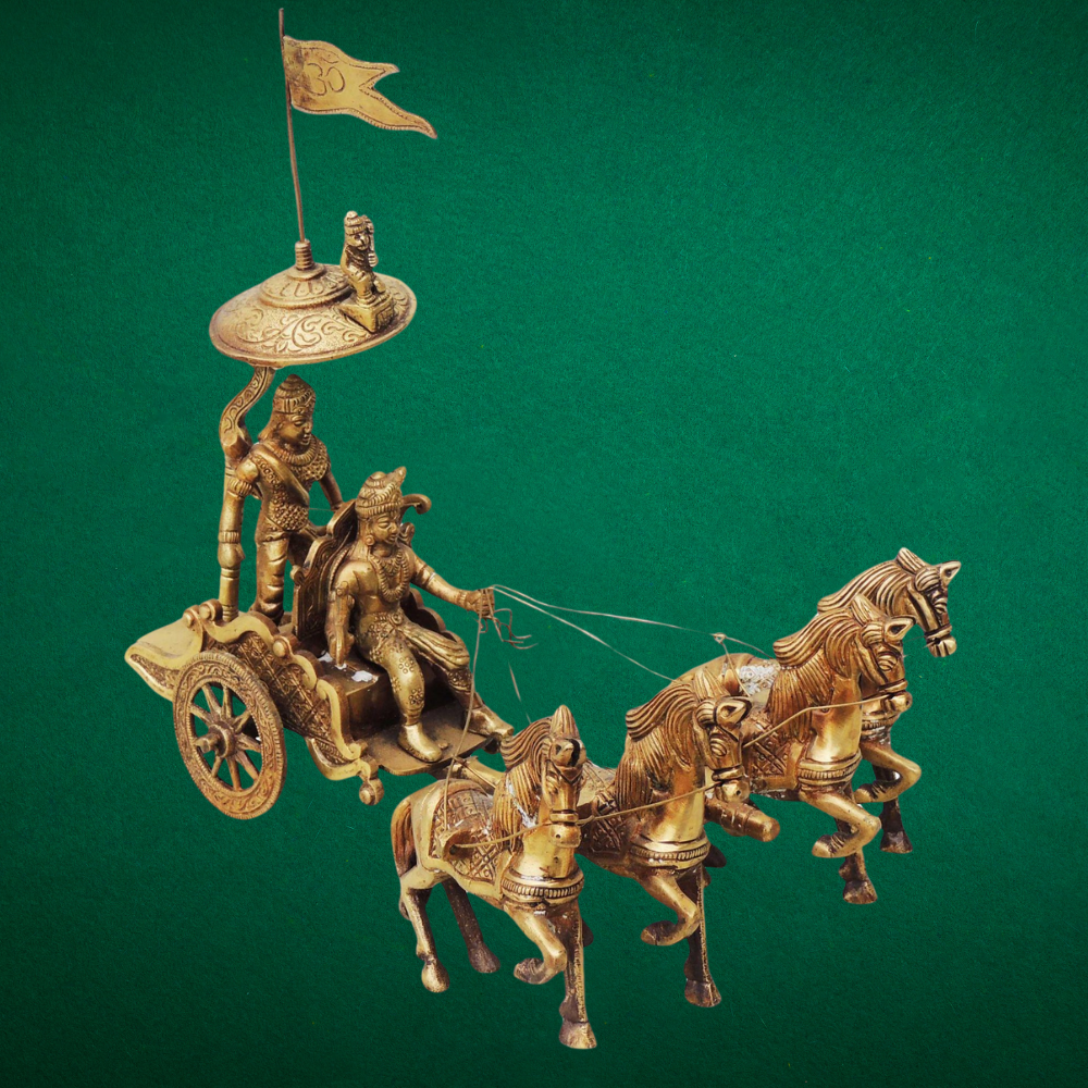 Brass Arjun Rath Statue 1.32kg – PUSHMYCART