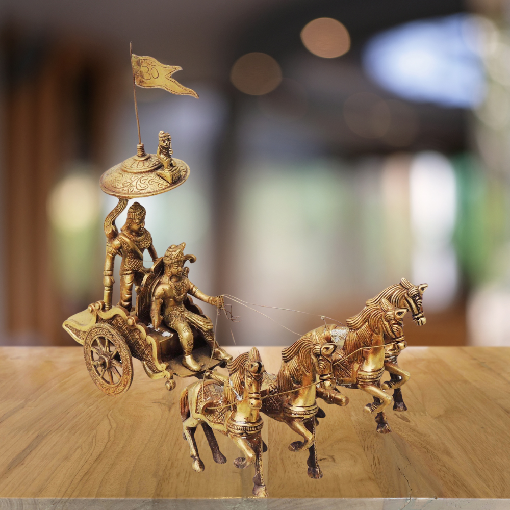 Brass Arjun Rath Statue 1.32kg – PUSHMYCART