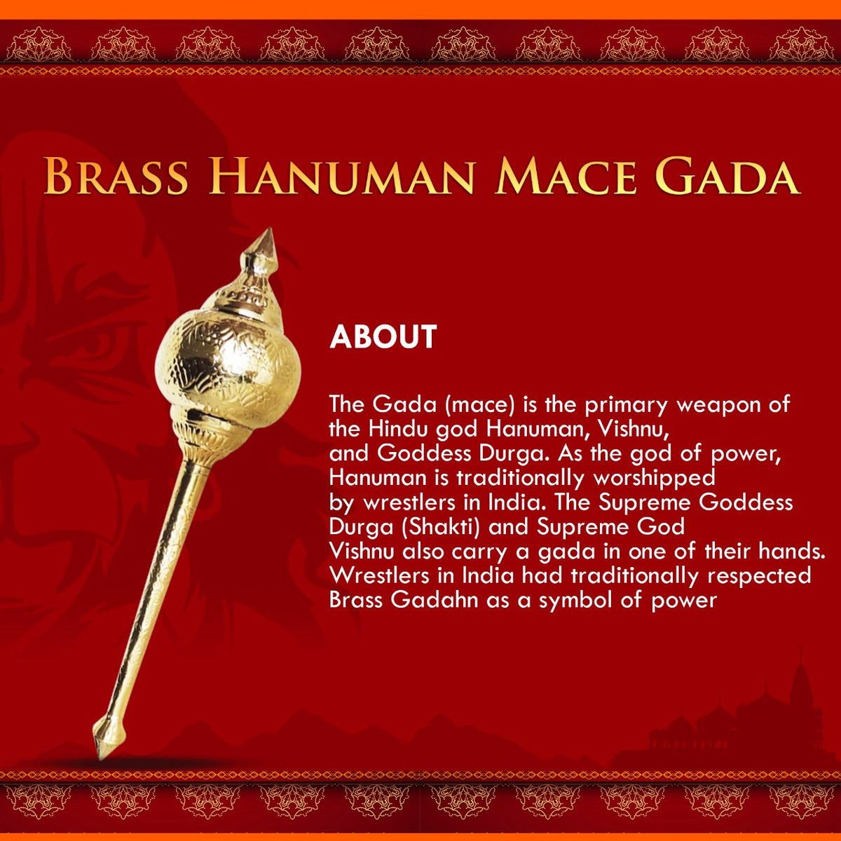 Brass Hanuman Mace Gada 1.36Kg – PUSHMYCART