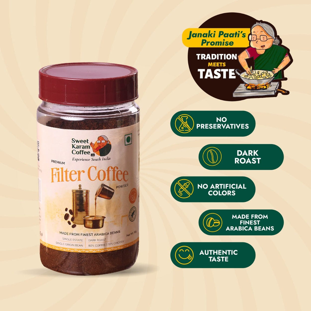 Sweet Karam Coffee Premium Filter Coffee 80:20 - (Sampler Bottle ...