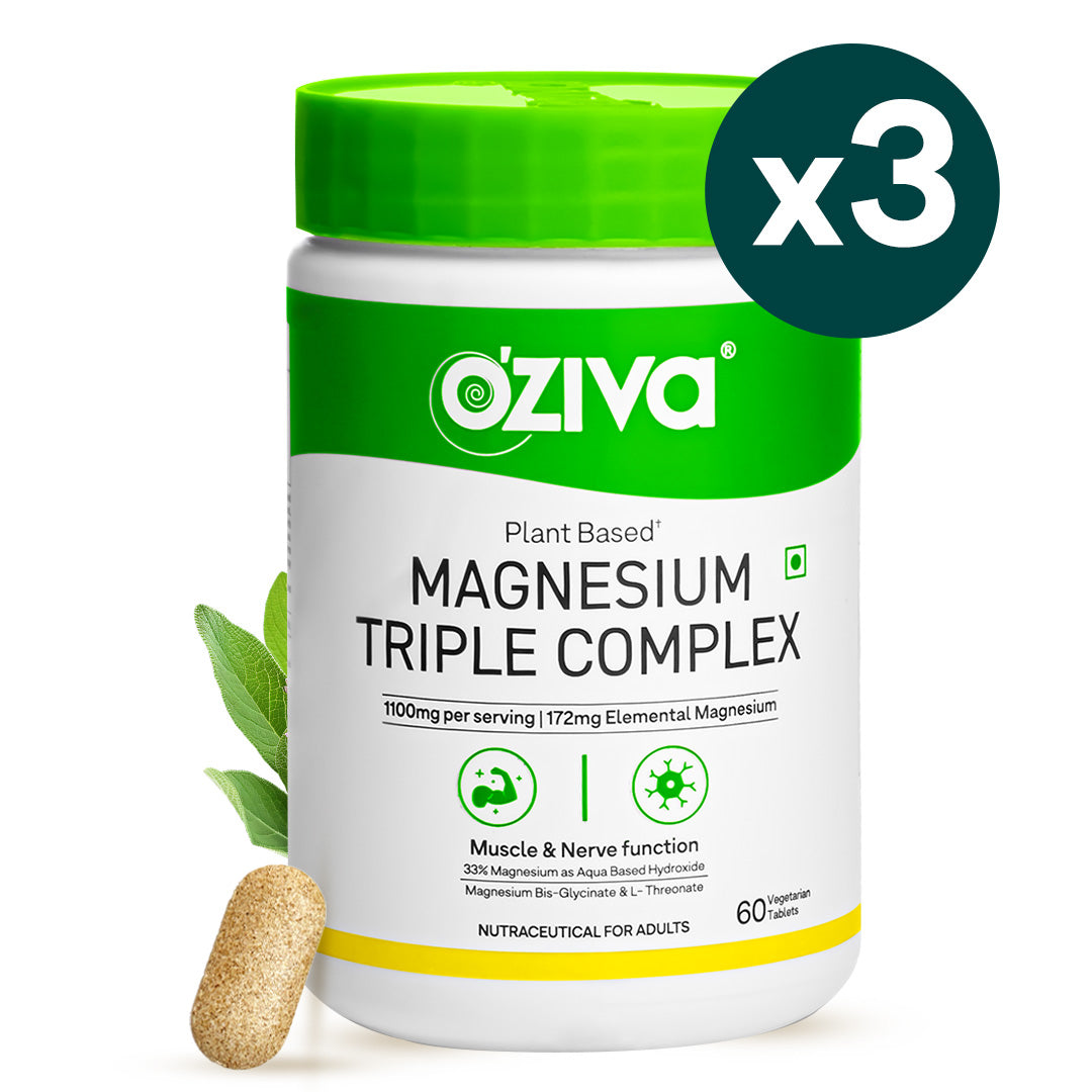 OZiva Magnesium Triple Complex for Muscle & Nerve Function (Pack of 3 ...
