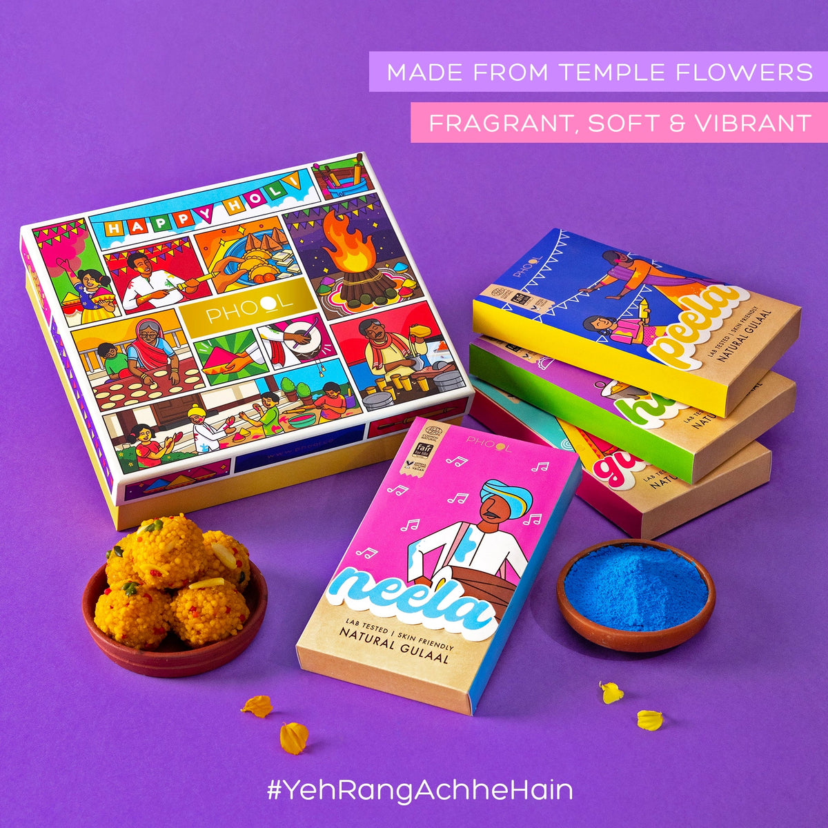Phool Natural Gulaal Box | 4 Holi Colours – PUSHMYCART