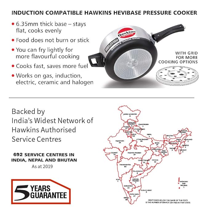 Hawkins Induction Hevibase 3.5 L Induction Bottom Pressure Cooker (Alu ...