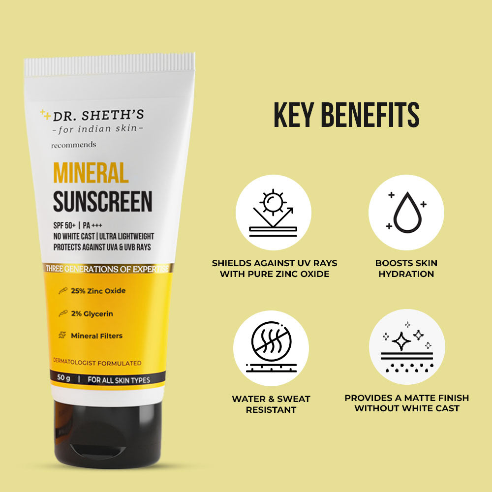 Dr. Sheth's Mineral Sunscreen SPF 50 PA +++ – PUSHMYCART