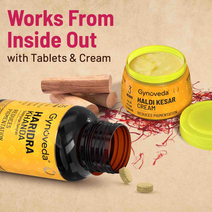 Gynoveda Ayurvedic Tablets + Haldi Kesar Cream – PUSHMYCART