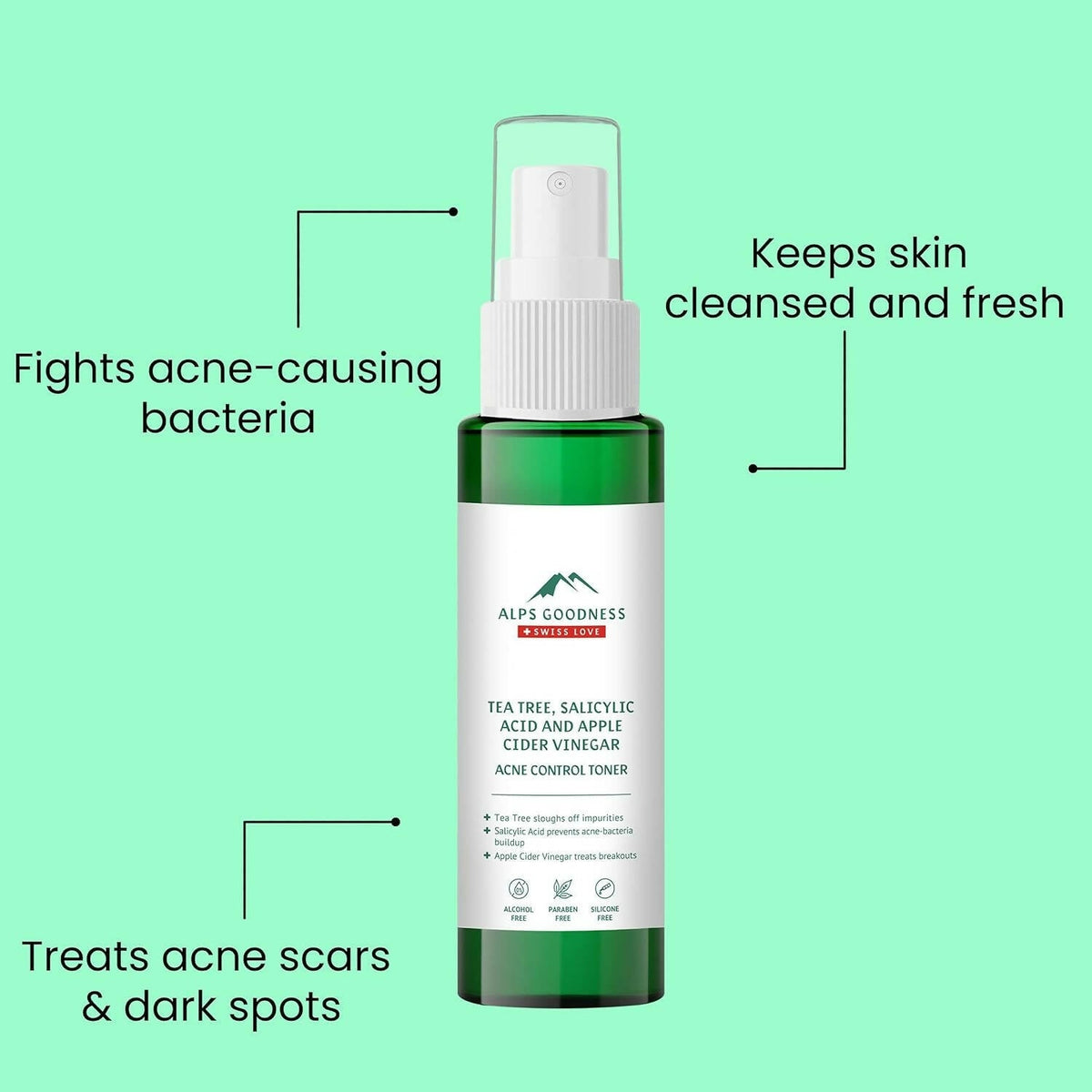 Alps Goodness Acne Control Toner for Oily Skin with Tea Tree Apple Cid ...