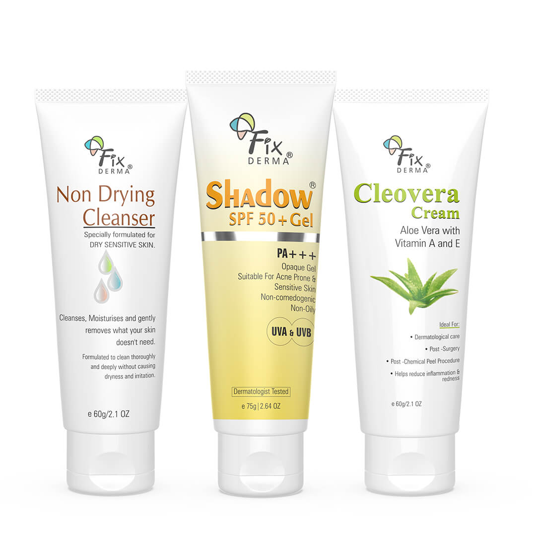 Fixderma Skincare Shadow Sunscreen Spf 50+ Non Drying Cleanser + Cleov ...