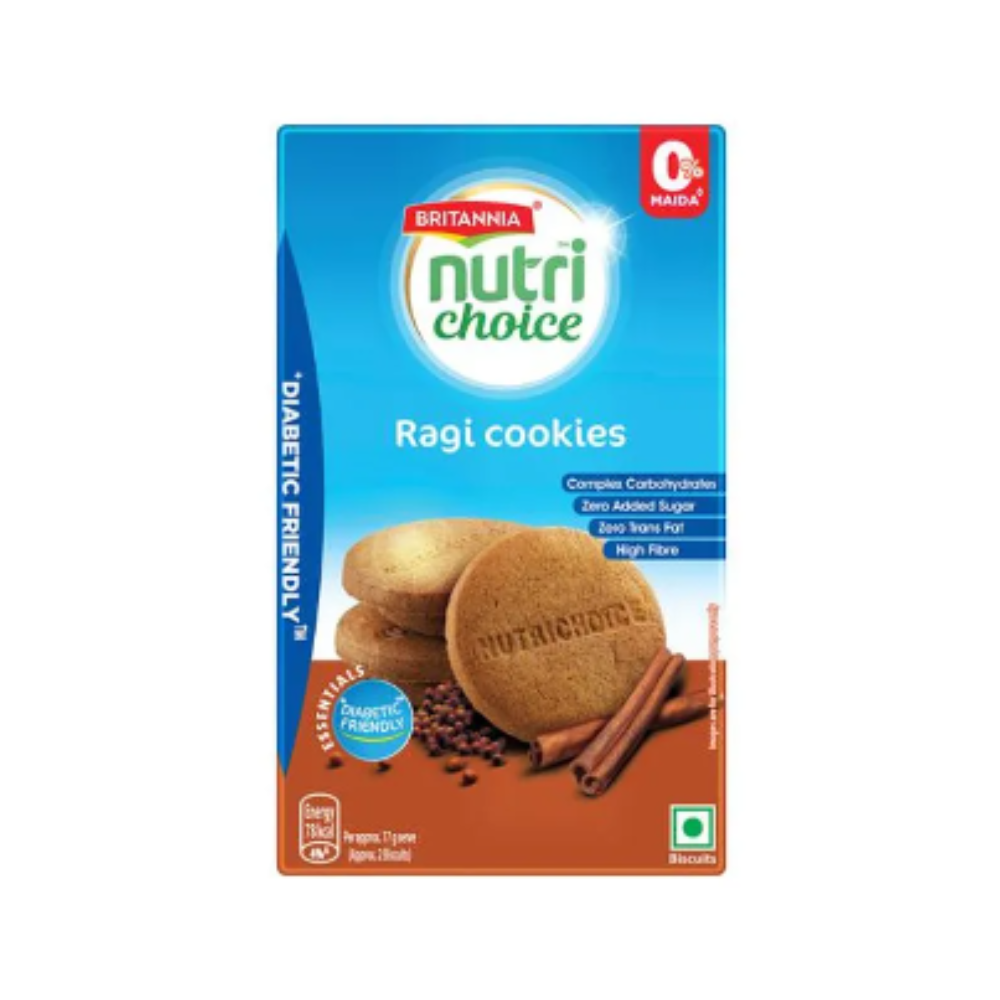 Britannia Nutri Choice Essentials Ragi Cookies - No Added Sugar ...