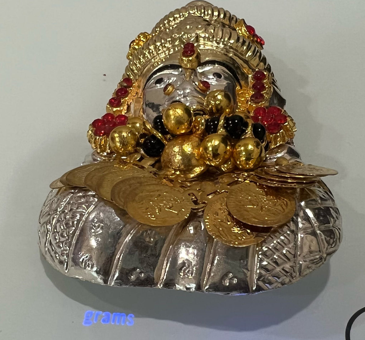 Pure Silver Lakshmi Mukhavada With Rubies and Coins 47g – PUSHMYCART
