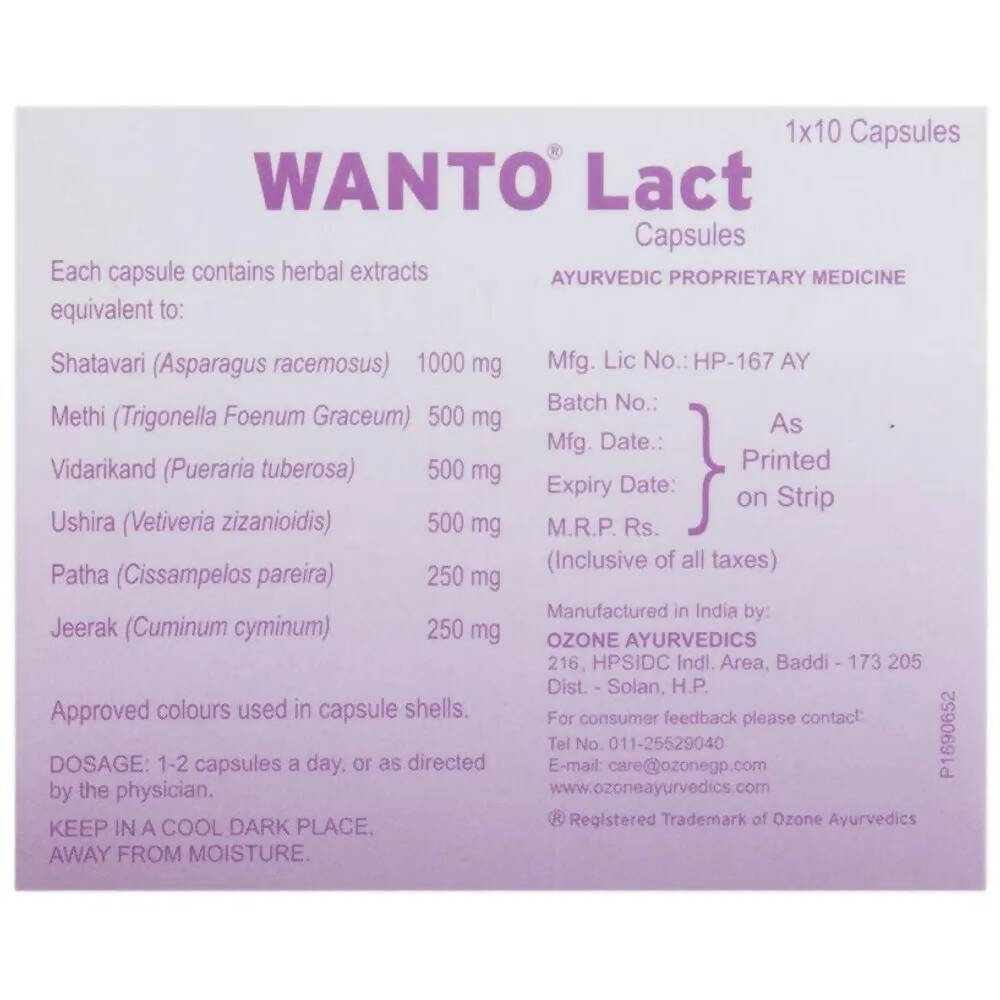 Ozone Ayurvedics Wanto Lact Capsules – PUSHMYCART