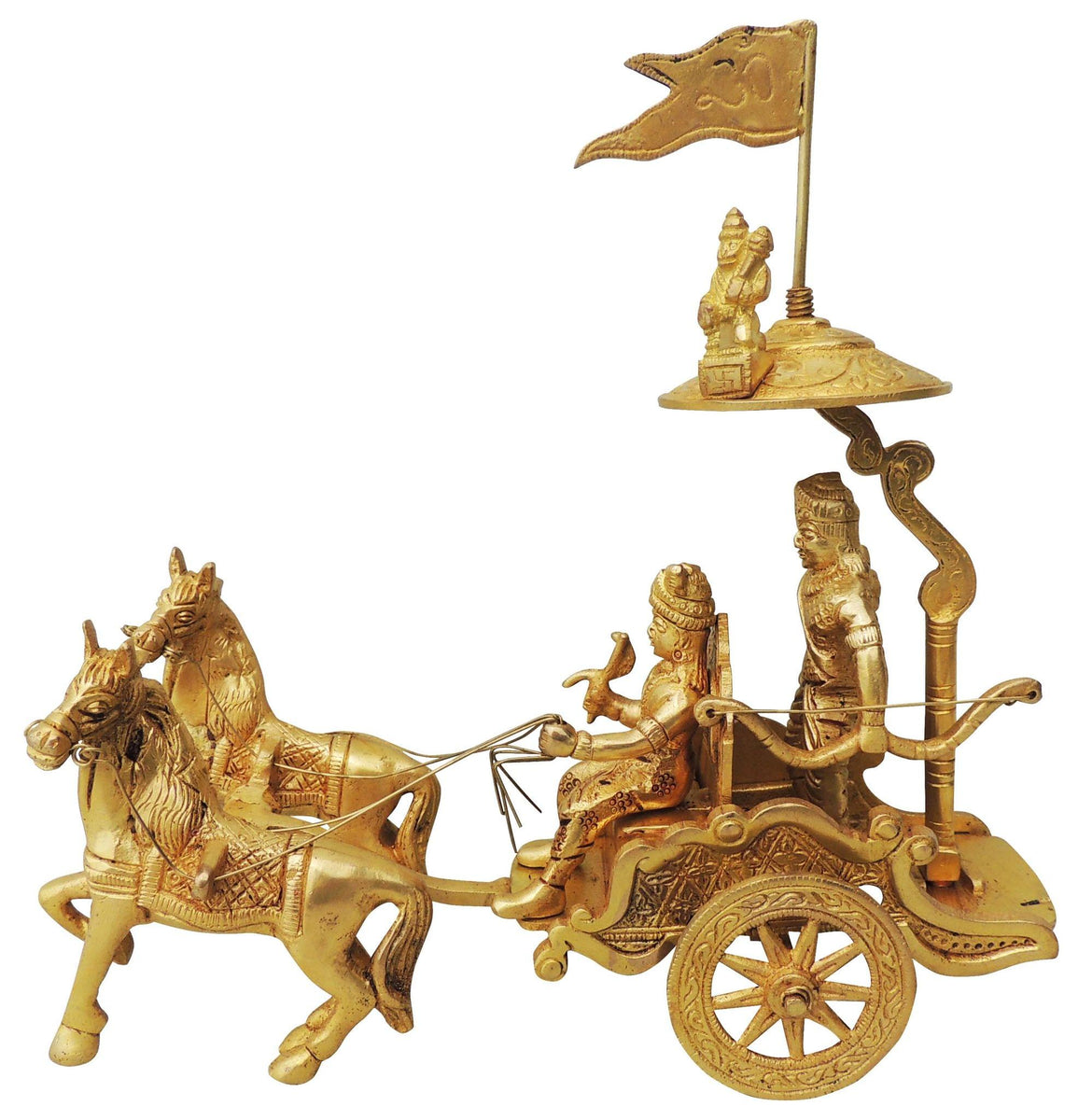 Brass Arjun Rath Statue 1.32kg – PUSHMYCART