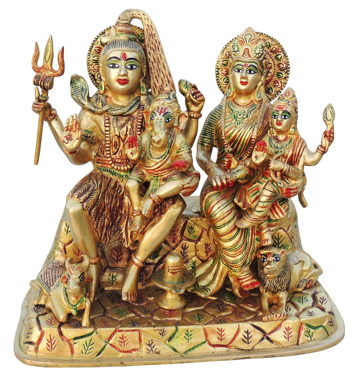 Brass Shiv Parivaar On Hill Colour Idol Statue 10.642kg – PUSHMYCART