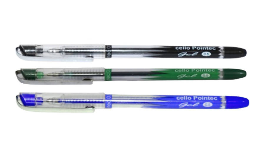 Cello Pointec Green, Black & Blue Gel Pens – PUSHMYCART