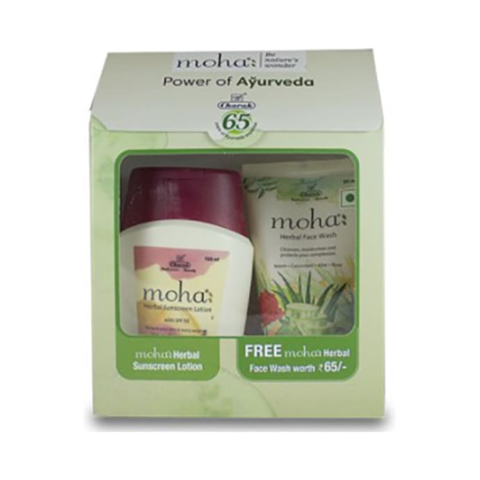 Moha Herbal Sunscreen Lotion 100ml with Free Moha Face Wash 50ml,bottl ...