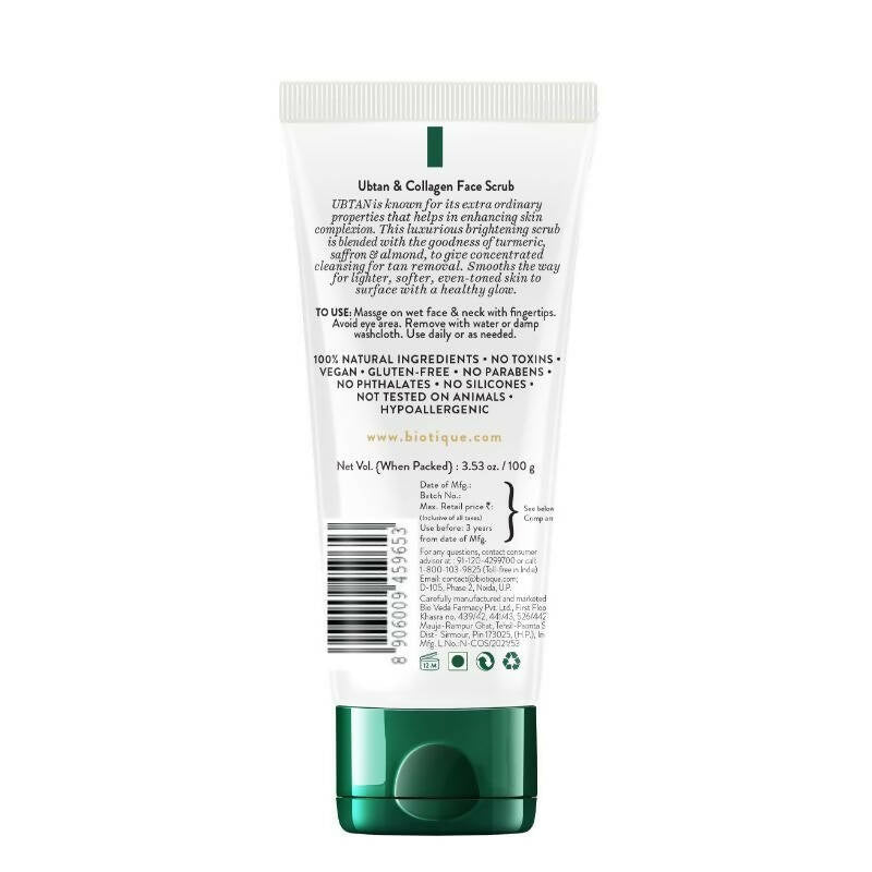 Biotique Advanced Ayurveda Ubtan & Collagen Face Scrub 100g – PUSHMYCART